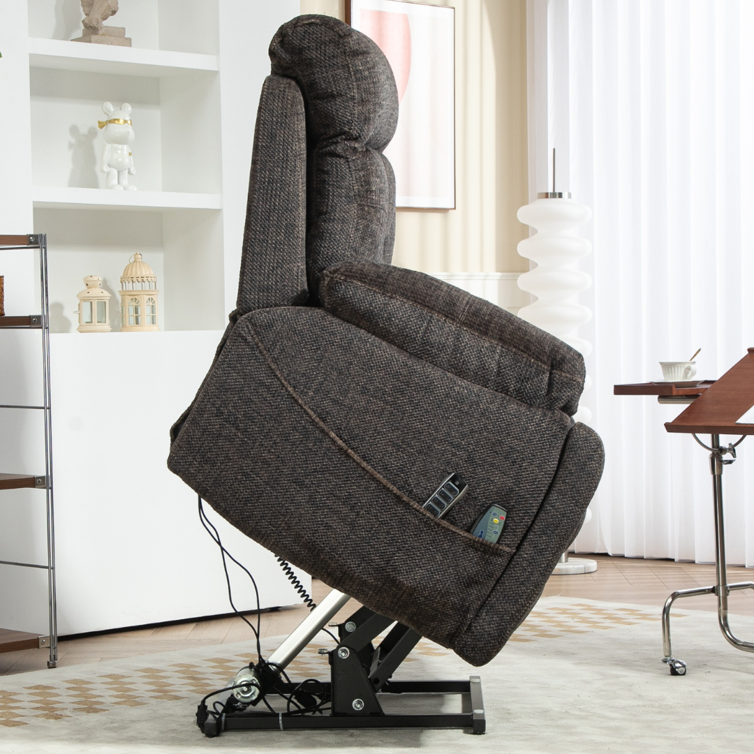 LuxQuad Lay Flat Lift Chair, 4 Motors Extra Large Lift Chair, Dark Gre ...