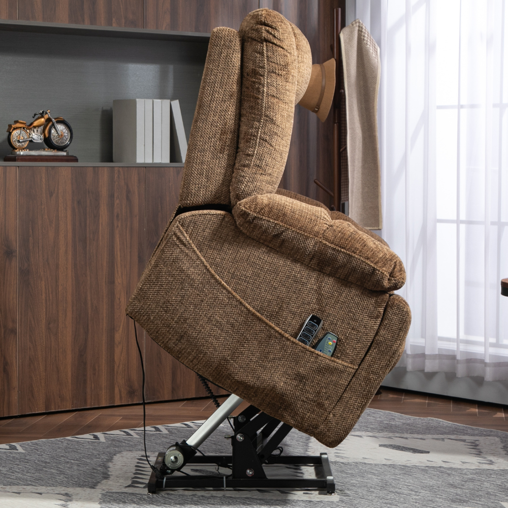 LuxQuad Lay Flat Lift Chair, 4 Motors Oversized Recliner, 27 Inch Wide ...