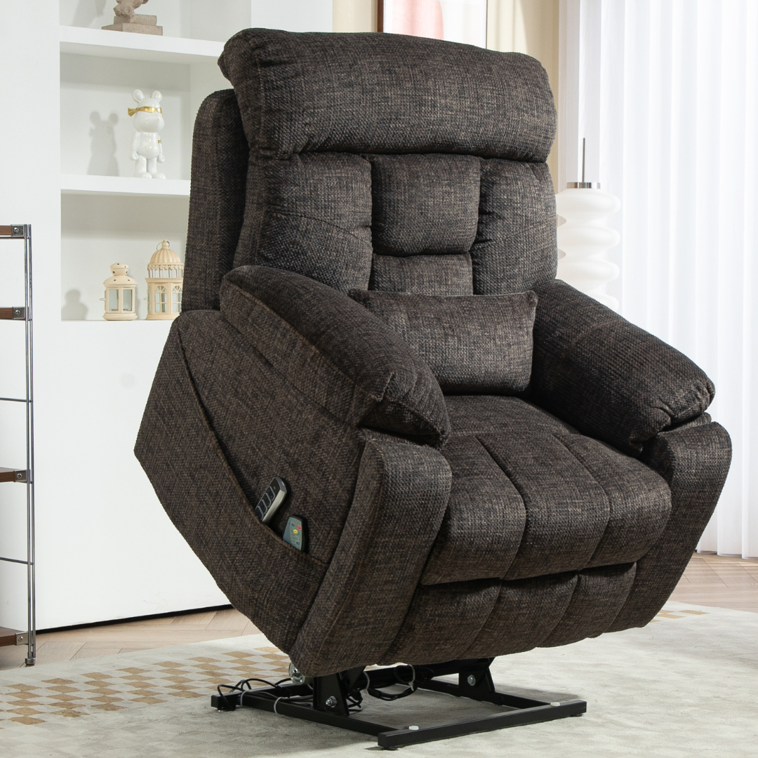LuxQuad Lay Flat Lift Chair, 4 Motors Extra Large Lift Chair, Dark Gre ...