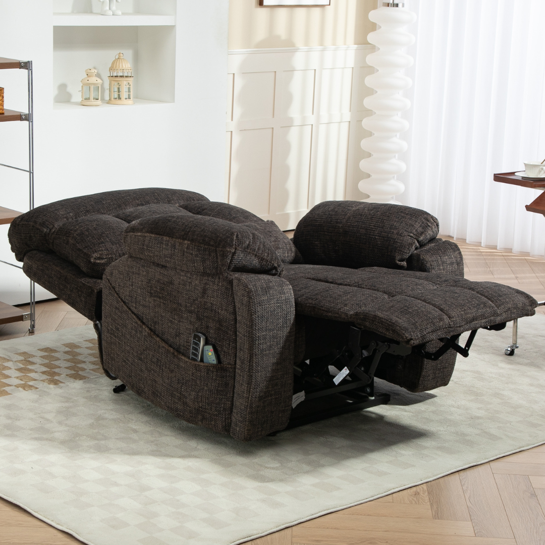 LuxQuad Lay Flat Lift Chair, 4 Motors Extra Large Lift Chair, Dark Gre ...