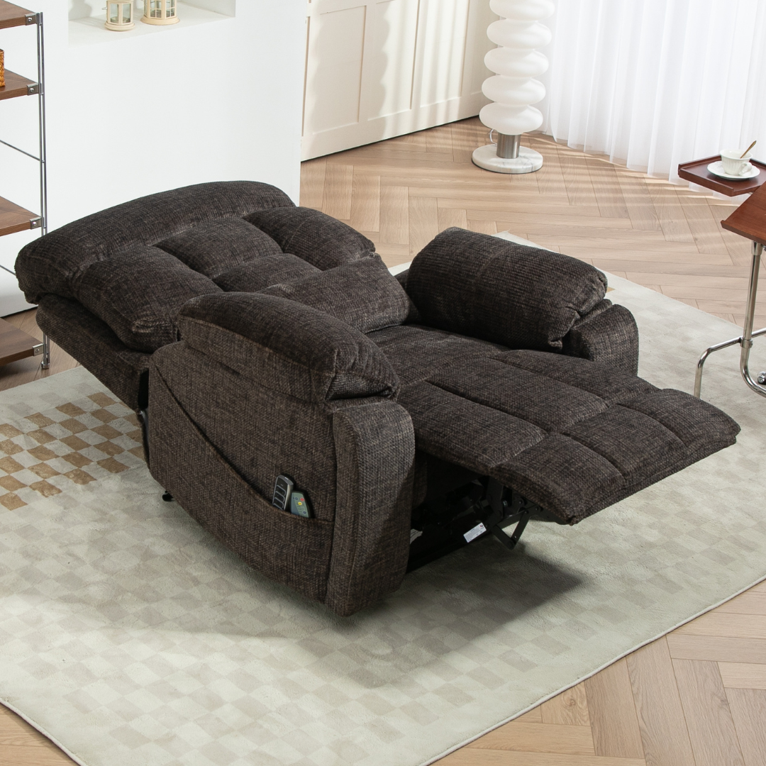 LuxQuad Lay Flat Lift Chair, 4 Motors Extra Large Lift Chair, Dark Gre ...