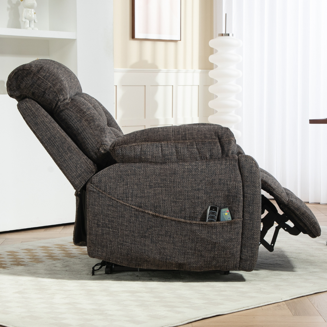 LuxQuad Lay Flat Lift Chair, 4 Motors Extra Large Lift Chair, Dark Gre ...