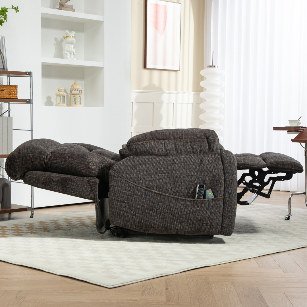 LuxQuad Lay Flat Lift Chair, 4 Motors Extra Large Lift Chair, Dark Gre ...